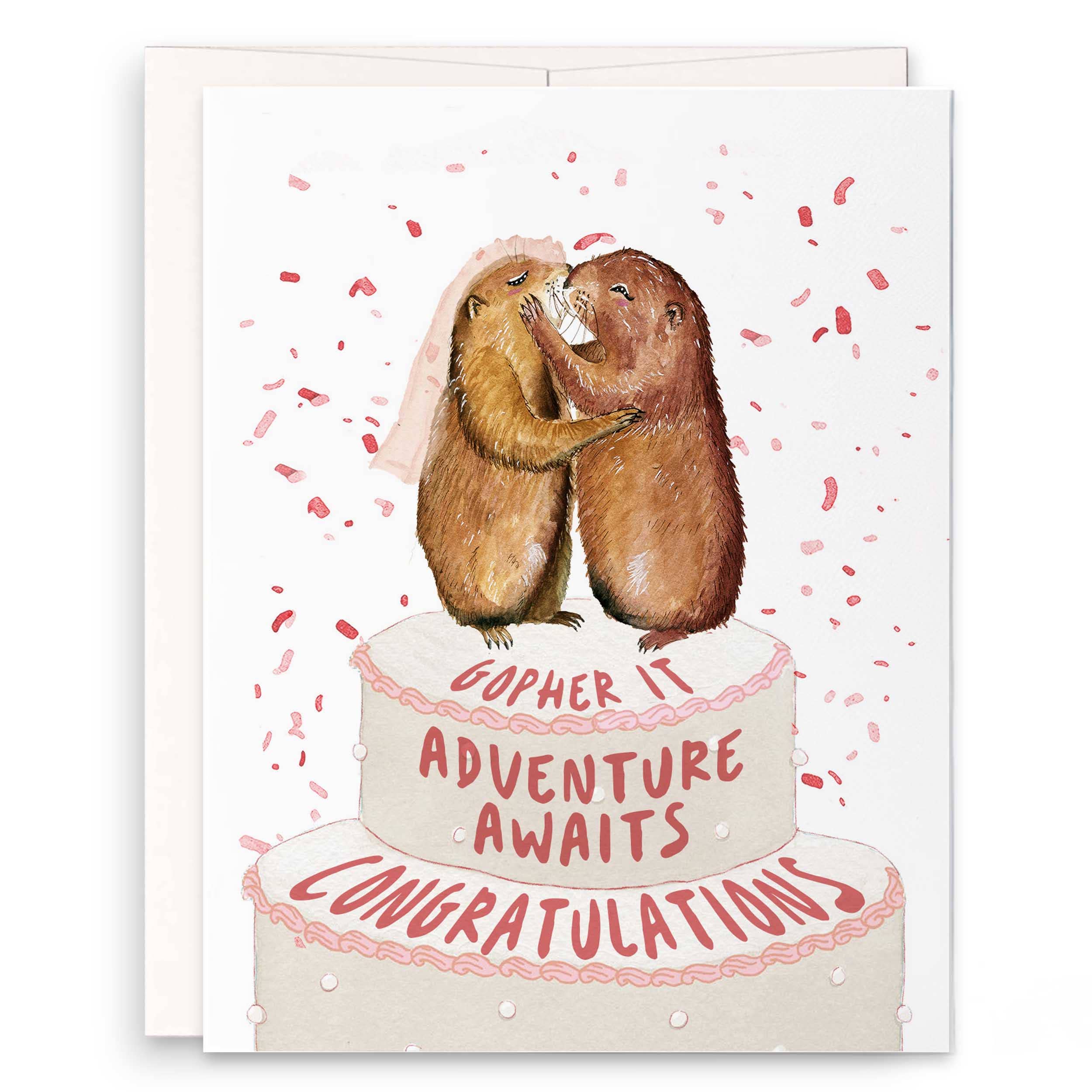Gopher Wedding Cake - Funny Wedding Card – Larkstone